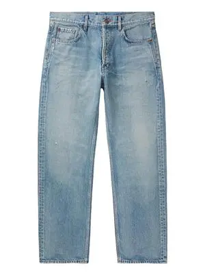 Saint Laurent Straight-leg Distressed Jeans - Blue