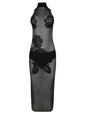 Magda Butrym Rose Knit Midi Dress - Black