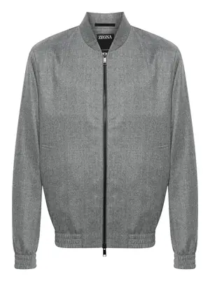 Zegna Wool Twill Bomber Jacket - Grey