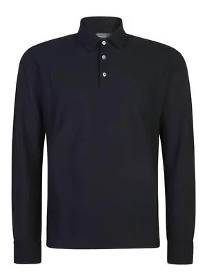 ZANONE Long-sleeved Cotton Polo Shirt Black