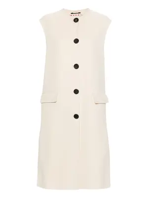 Marni Logo-embroidered Sleeveless Coat - Neutrals