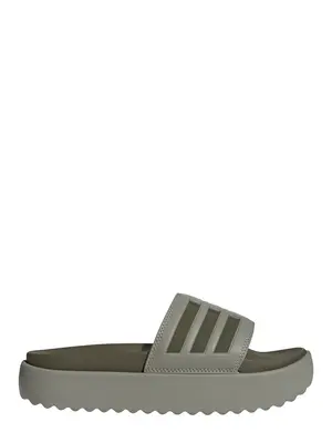Adidas Adilette Platform Slides Silver Pebble/olive Strata/silver Pebble