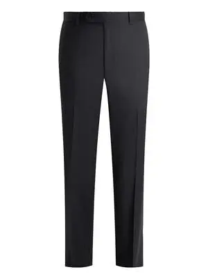 Samuelsohn Flat Front Straight Leg Wool Dress Pants - Charcoal
