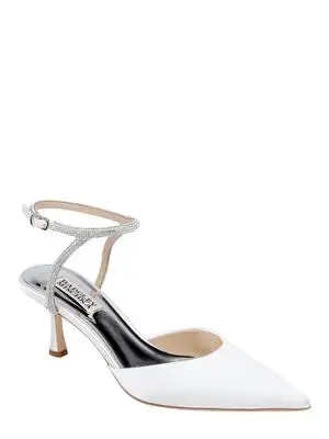 Badgley Mischka Autumn Pointed Toe Pumps - White Satin