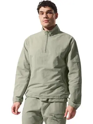 Alo Yoga Lightweight Track Pullover With Quarter-zip Neck And Zippered Pockets - Limestone