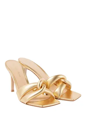 GIANVITO ROSSI Amour 85 Metallic Leather Mules - Gold