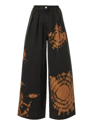 Alanui Printed Cotton Wide-leg Pants - Black