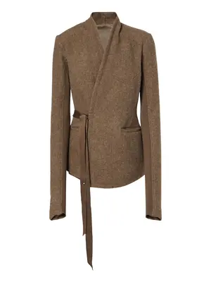 Rick Owens Hollywood Wool Wrap Jacket - Brown