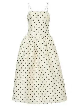 SELF-PORTRAIT Polka-dot Taffeta Corset Dress - White