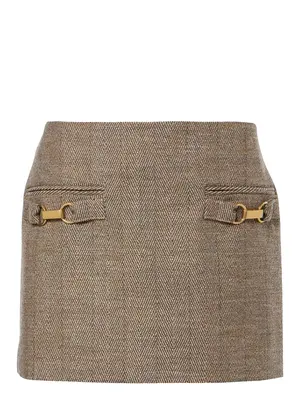 Stella McCartney Herringbone Wool-blend Miniskirt - Brown