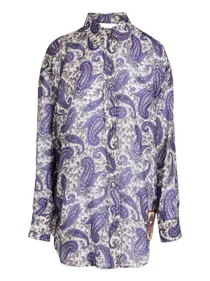 Zimmermann Appliquéd Paisley-print Silk Shirt - Indigo