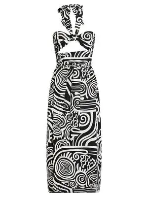 Mara Hoffman Paula Two-tone Printed Midi Wrap Dress - Black