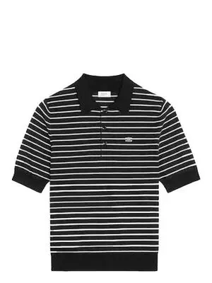 Celine Triomphe Striped Fine Polo Shirt - Black/ecru
