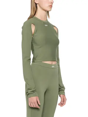 Off-White Logo-print Cropped Top - Green