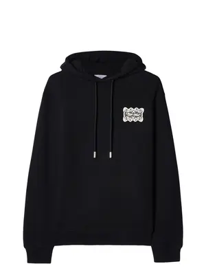 Off-White Lace Logo Appliqué Hoodie - Black
