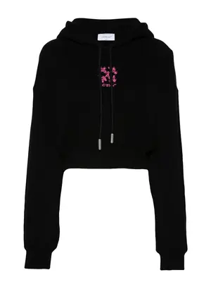 Off-White Arrows-embroidered Cropped Hoodie - Black