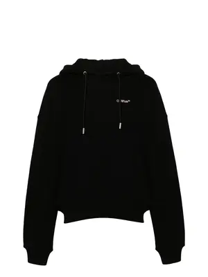 Off-White Logo-embroidered Cotton Hoodie - Black