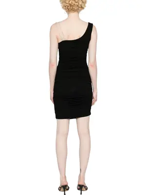 Off-White Asymmetric Crepe Mini Dress - Black