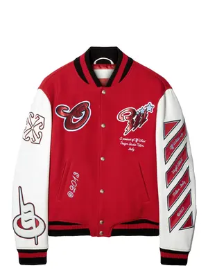 Off-White Patchwork Bomber Jacket - Red