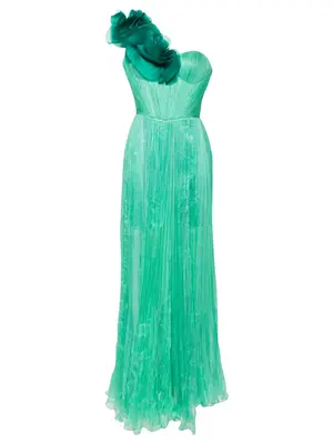 IRIS SERBAN Angelina One-shoulder Gown - Green