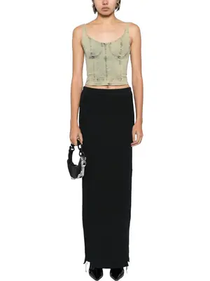 Vetements Embroidered Jersey Maxi Skirt - Black