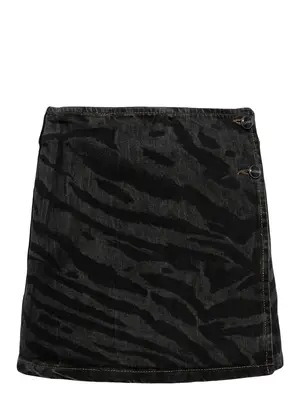 GANNI Zebra-print Denim Miniskirt - Black