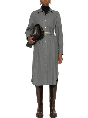Moncler Logo-patch Shirt Dress - Grey