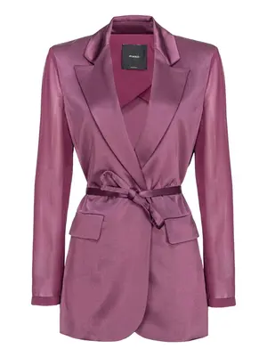 Pinko Belted Satin Blazer - Pink