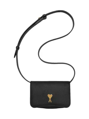 AMI Paris Paris Paris Leather Card Holder - Black