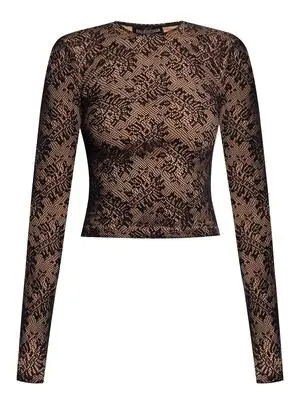 Balenciaga Lace Effect Long-sleeved Top - Black