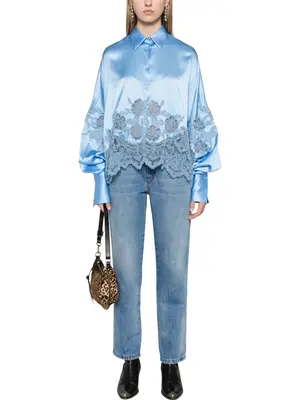 Ermanno Scervino Lace-panelled Shirt - Blue