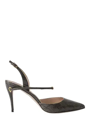 Jennifer Chamandi Vittorio 85 Elaphe Slingback Pumps - Brown