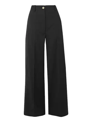 Patou Iconic Wool-blend Twill Wide-leg Pants - Black