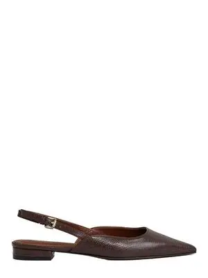 REISS Aubrey Leather Slingback Ballet Flats - Chocolate