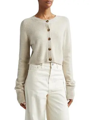 Loulou De Saison Zephir Crop Cashmere Cardigan - Beige Melange
