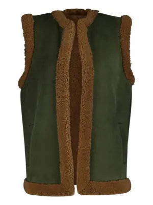 PAULA S Embroidered-patch Shearling Vest - Green