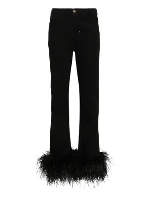 LOULOU Feather-trim Jeans - Black