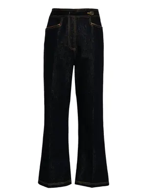Etro Pegaso Button Cropped Jeans - Blue