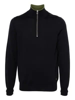 Paul Smith Merino-wool Half-zip Sweater - Blue