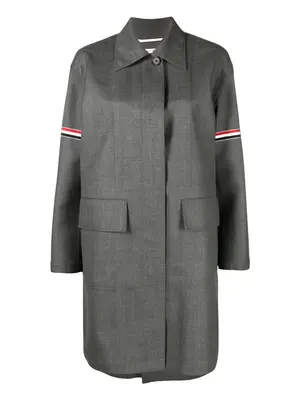 Thom Browne Rwb-stripe Twill Coat - Grey