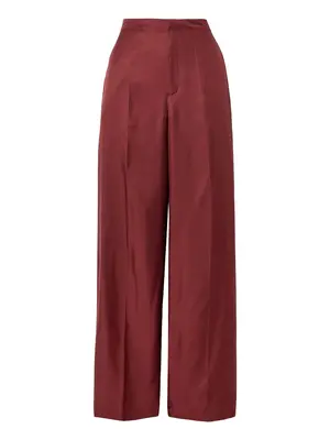 Loulou De Saison Fafila Silk-twill Pants - Burgundy