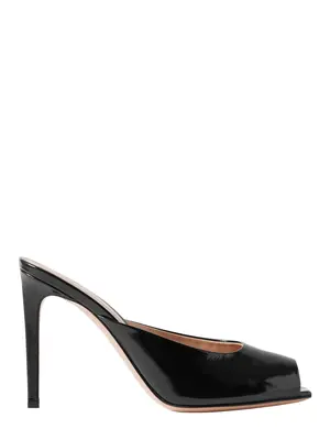 GIANVITO ROSSI Ethel 95 Glossed-leather Mules - Black