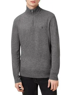 ALLSAINTS Kilburn Wool & Nylon Quarter Zip Sweater - Monument Grey