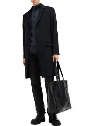 ALLSAINTS Kilburn Wool & Nylon Quarter Zip Sweater Smith Blue