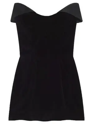 MUGLER Velvet And Satin Mini Dress - Black