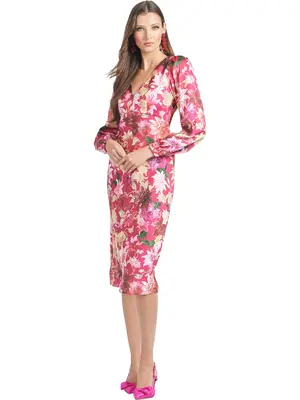 Sachin & Babi Lola Printed Dress - Deep Pink Dahlia