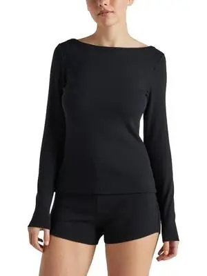 LOSANO Losano Serene Rib Long Sleeve Top Black