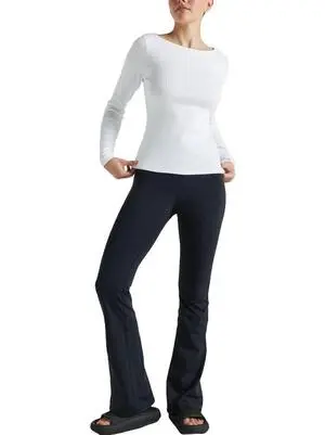 LOSANO Serene Rib Long Sleeve Top - Snow