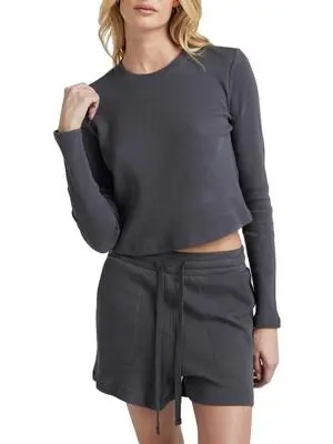 LOSANO LOSANO Organic Cotton Long Sleeve Crew Charcoal