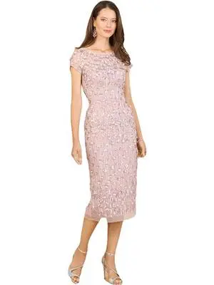 LARA NEW YORK 3d Applique Midi Dress - Mauve